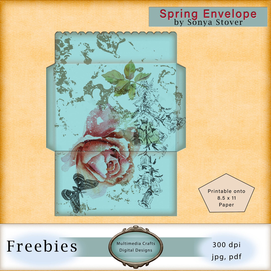 Spring Envelope Digital FREEBIE. PU. Scrapbooking, Junk Journaling ...