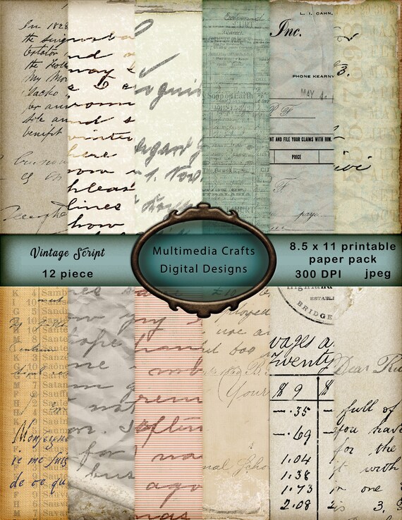 Commercial Use_vintage Script_8.5 X 11 Digital Paper | Etsy