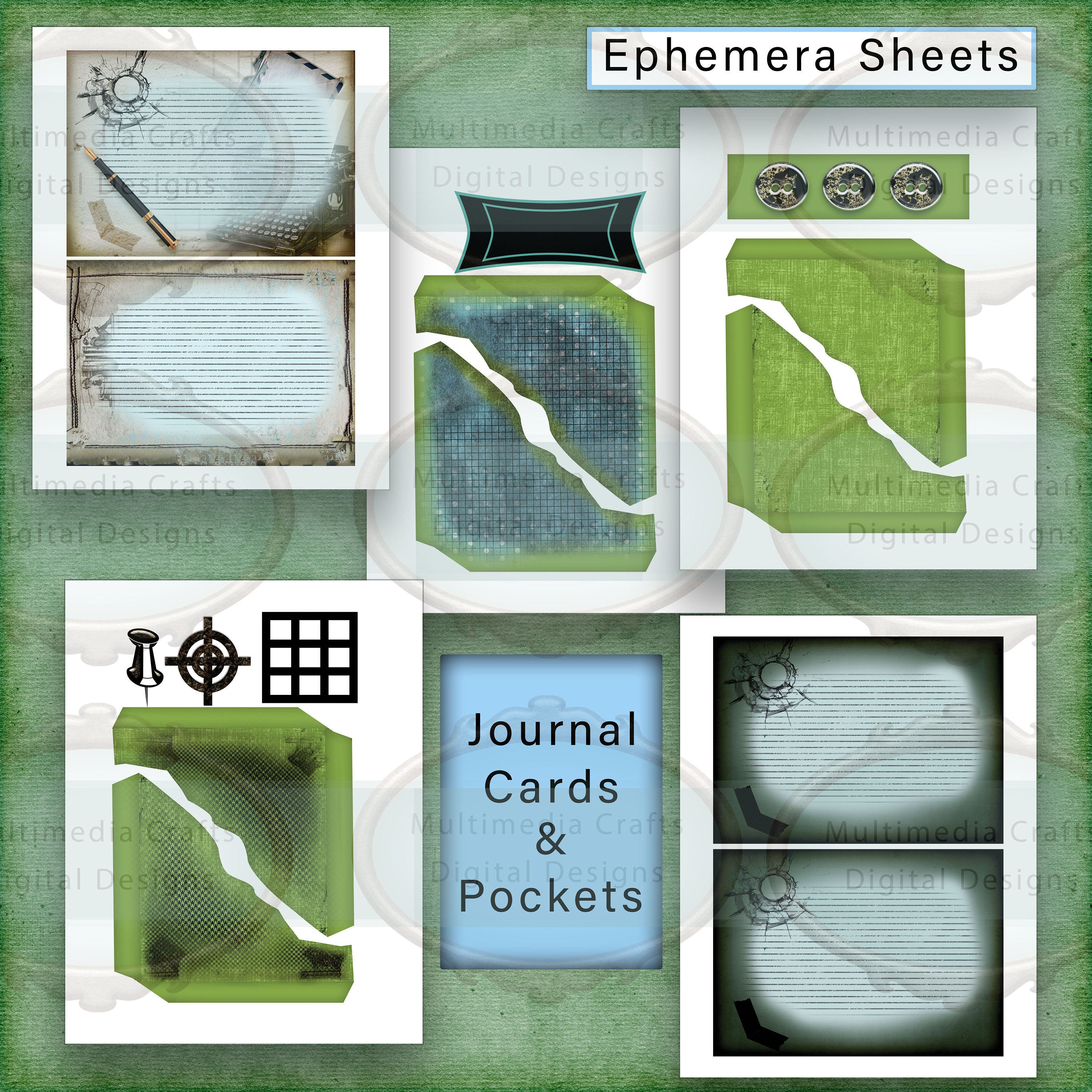 Secret Agent Journal Ephemera Kit, Vintage Mystery Theme (digital ...