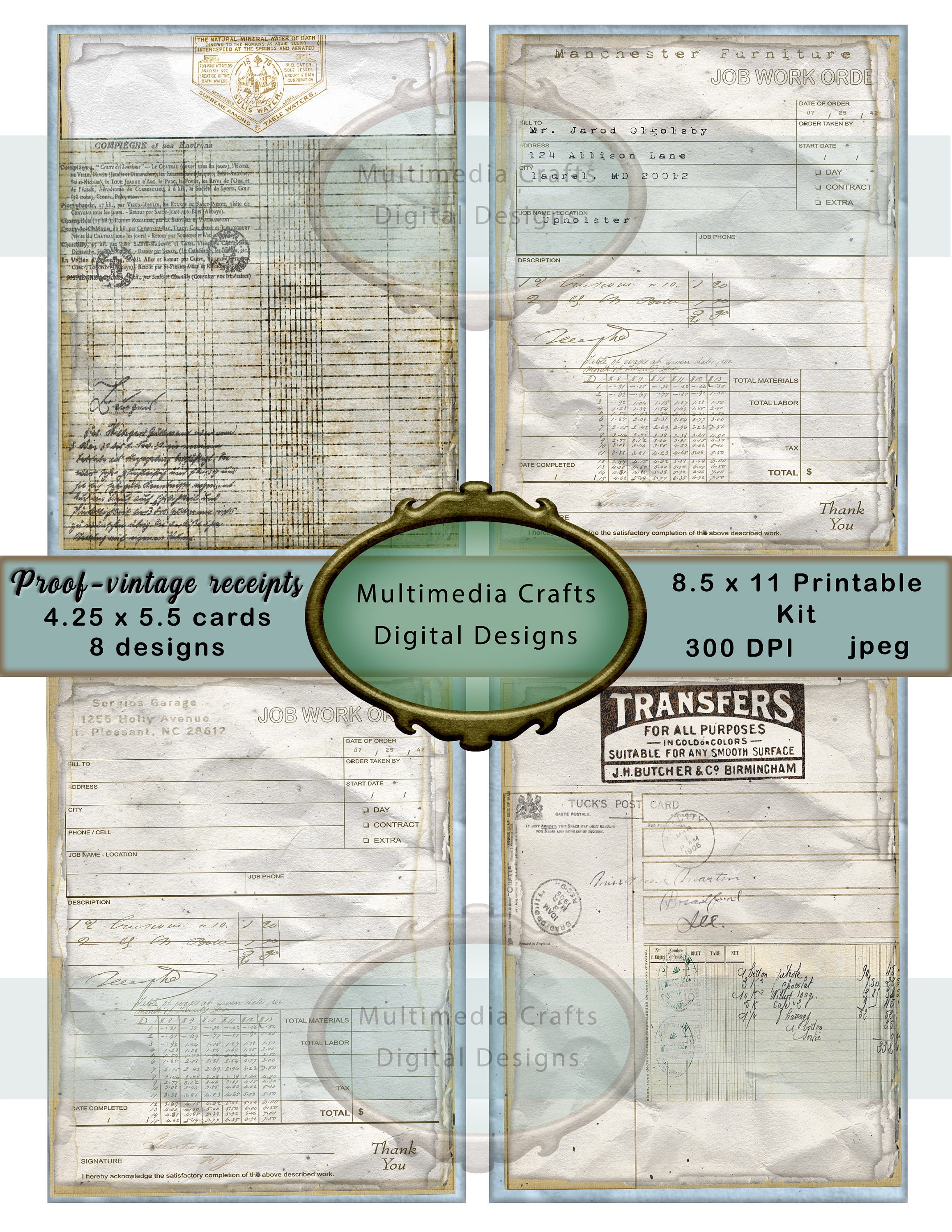 Proof_digital Receipts. 4.25 X 5.5 Vintage Style Receipts. Journal ...