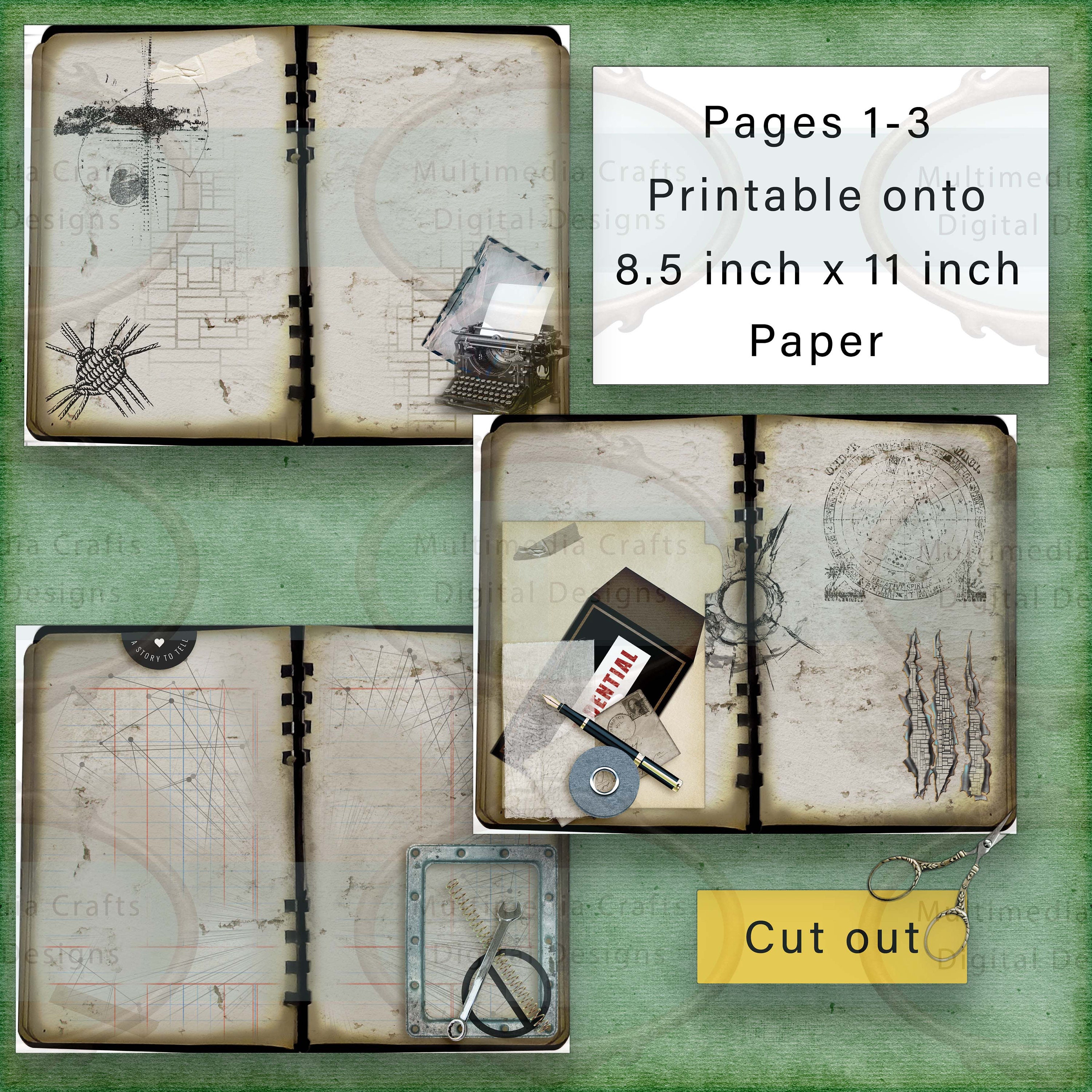 Secret Agent Journal Ephemera Kit, Vintage Mystery Theme (digital ...