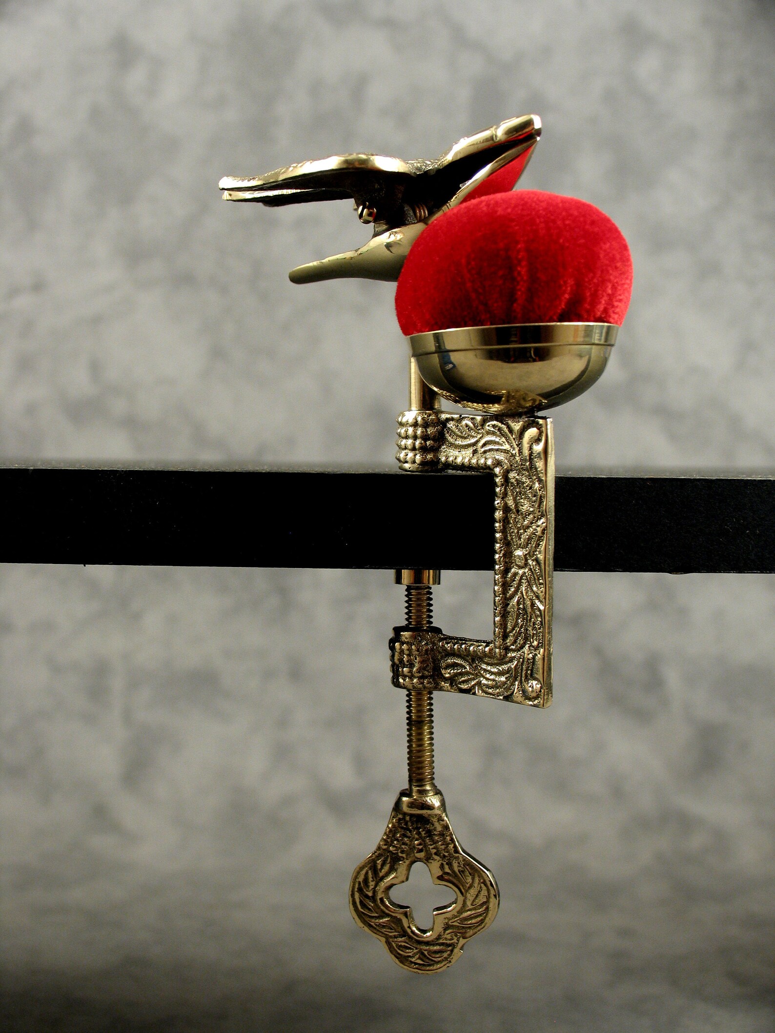 Solid BRASS SEWING BIRD Hemming Clamp With Velvet Pin Cushion - Etsy