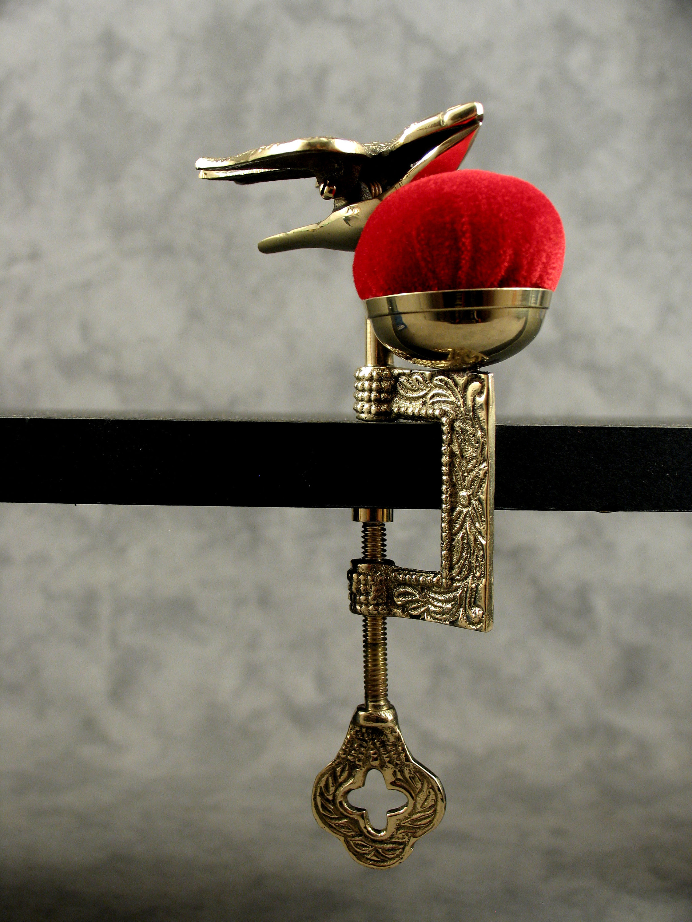 Solid BRASS SEWING BIRD Hemming Clamp With Velvet Pin Cushion - Etsy