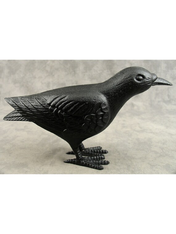 Large BLACK CROW Cast Iron STATUE Raven Black Bird Wildlife - Etsy