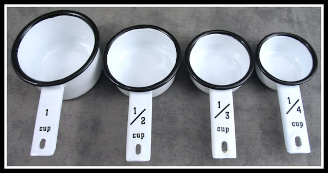 WHITE Enamelware 4 Pc. MEASURING CUP Set 1/4 1/3 1/2 1 Cup - Etsy