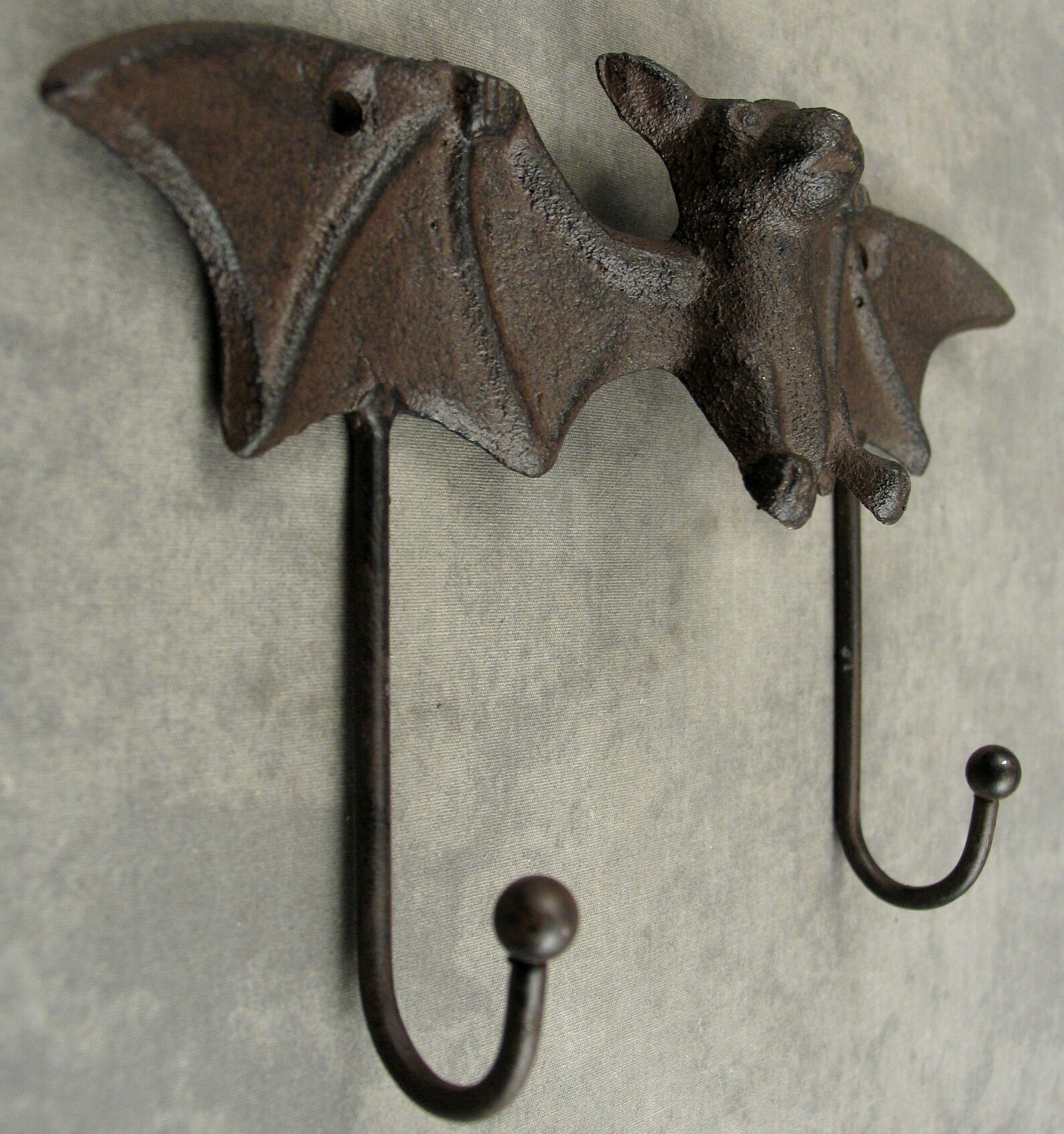 Gothic Winged BAT Cast Iron DOUBLE HOOK Wall Sculpture - Etsy