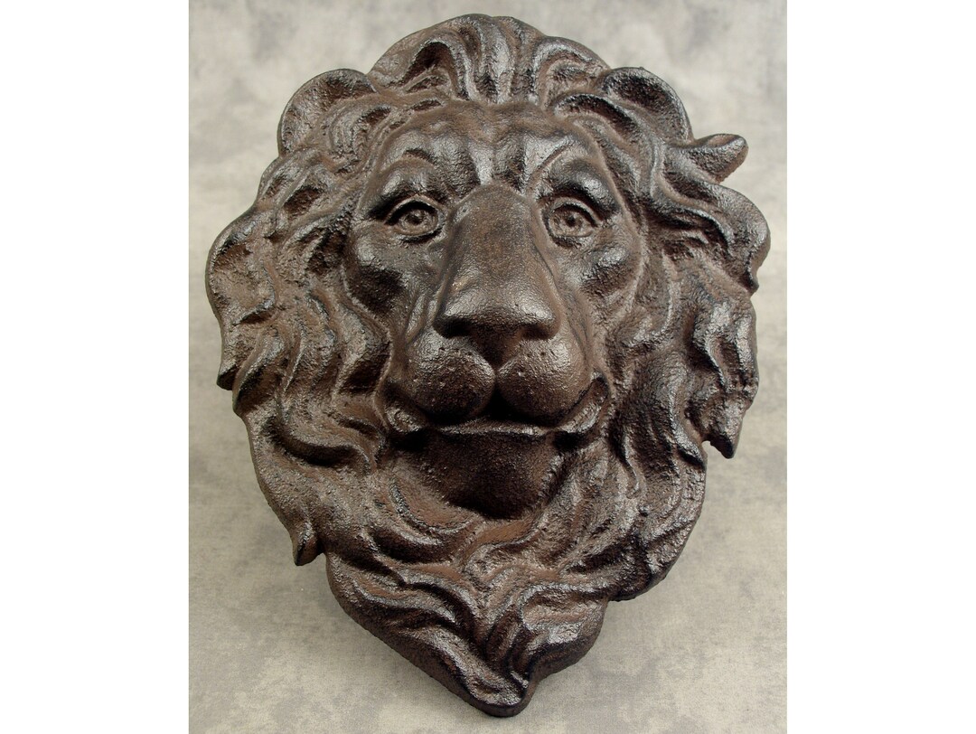 Majestic LION Head Cast Iron WALL SCULPTURE Antiqued Brown - Etsy