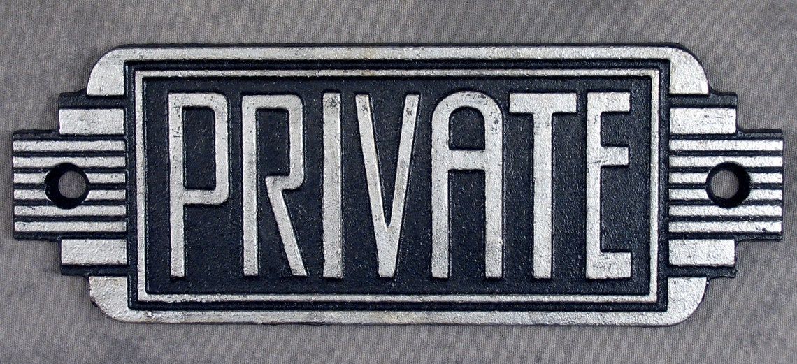 PRIVATE Cast Iron DOOR SIGN Art Deco Design - Etsy