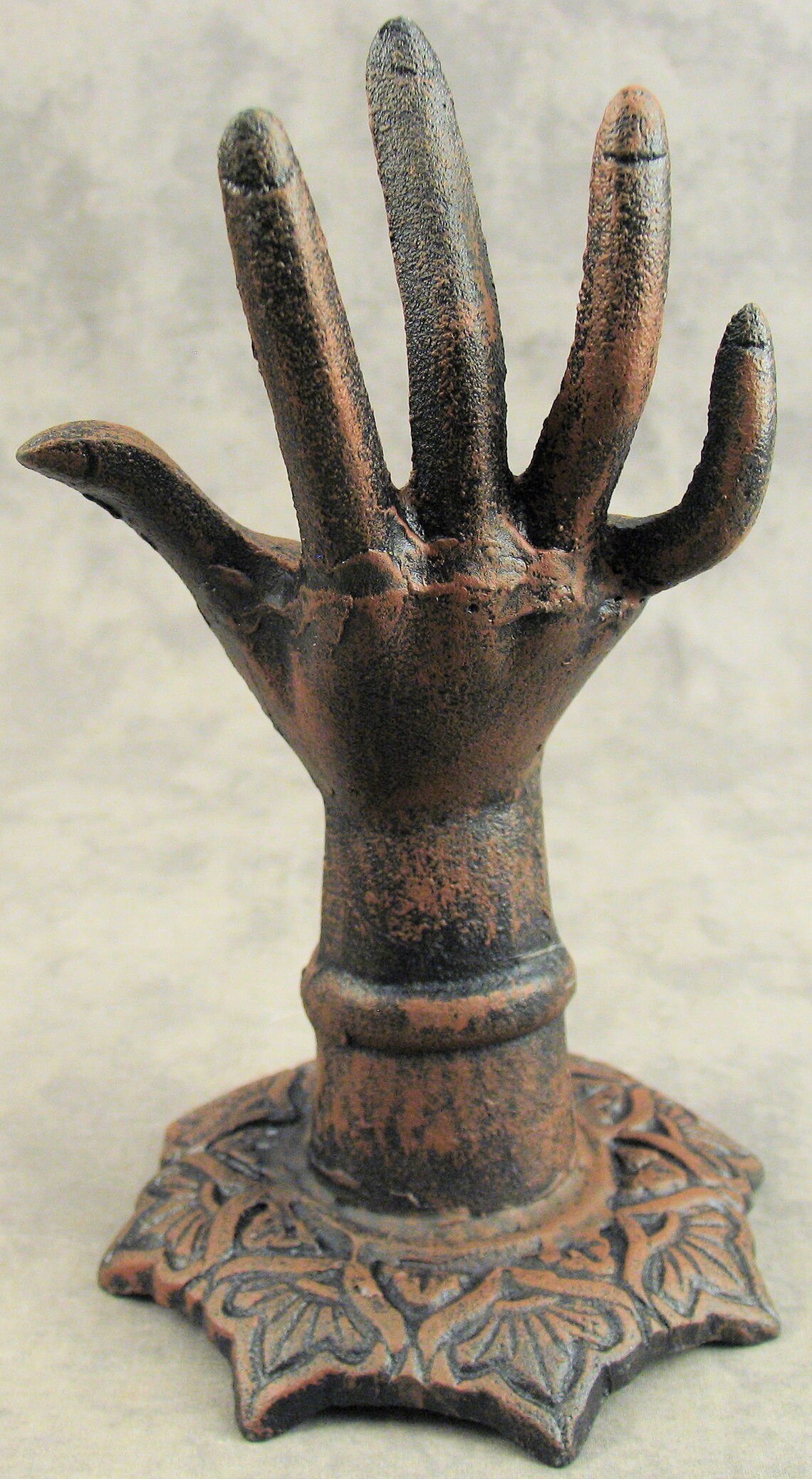 Cast Iron Victorian RING Jewelry DISPLAY HAND on Base | Etsy