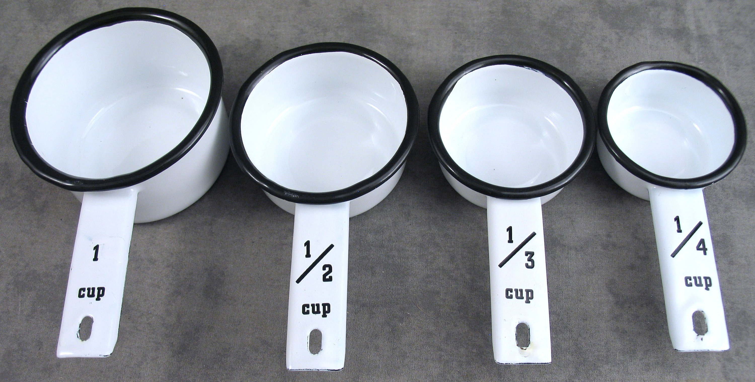 WHITE Enamelware 4 Pc. MEASURING CUP Set 1/4 1/3 1/2 1 Cup - Etsy