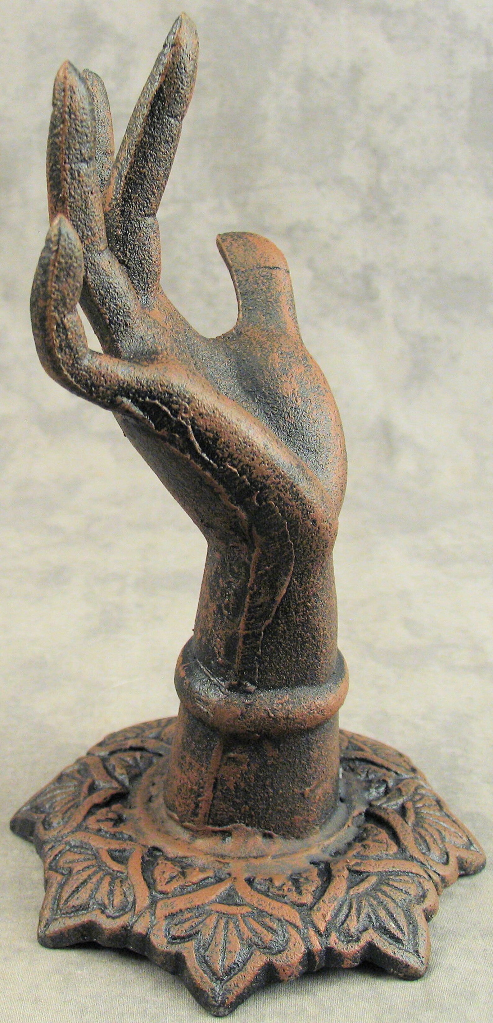 Cast Iron Victorian RING Jewelry DISPLAY HAND on Base | Etsy