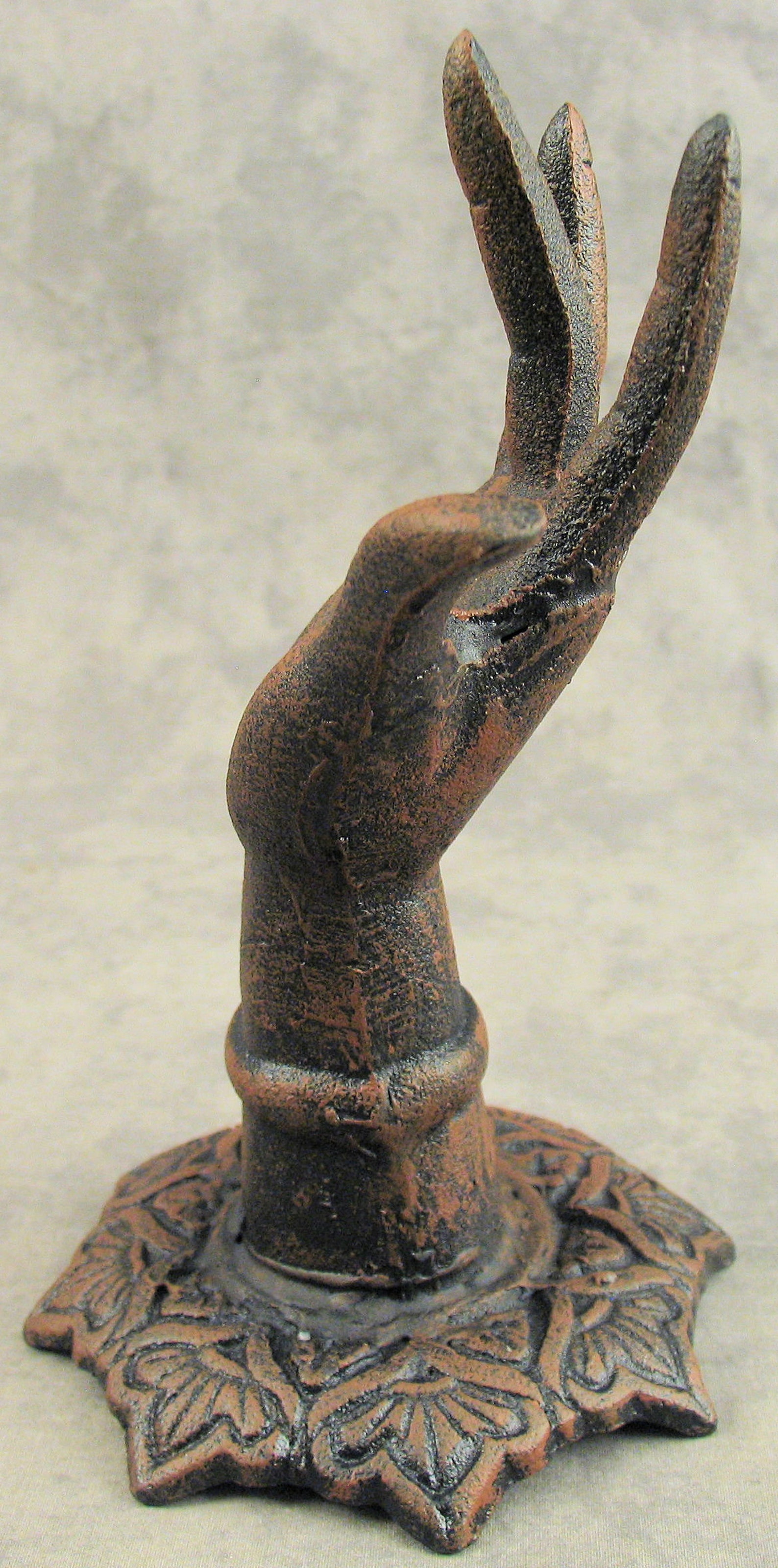 Cast Iron Victorian RING Jewelry DISPLAY HAND on Base | Etsy