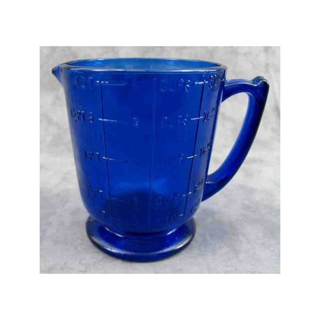 Cobalt BLUE Glass 4-cup MEASURING CUP 1 Quart 32 Oz. Depression Style ...