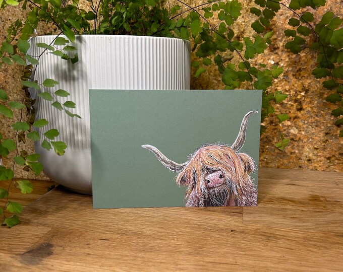 Cow Postcard With Flowers - Etsy