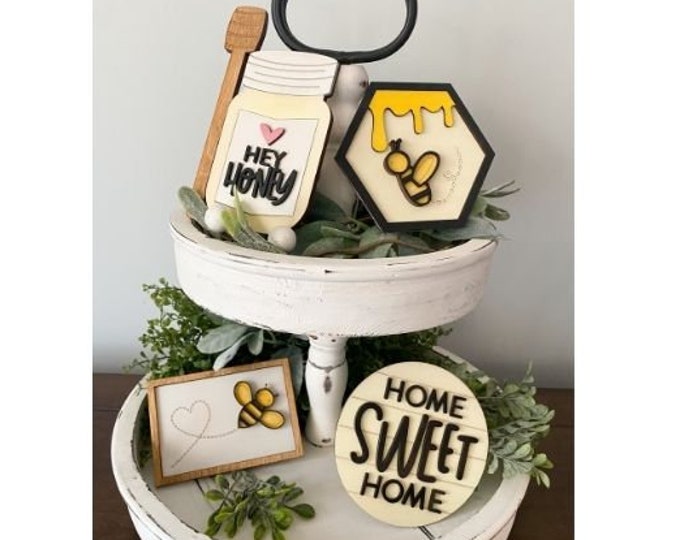 Bee Themed Tier Tray Signs // Honey Themed Tier Tray Signs // Honey Bee ...