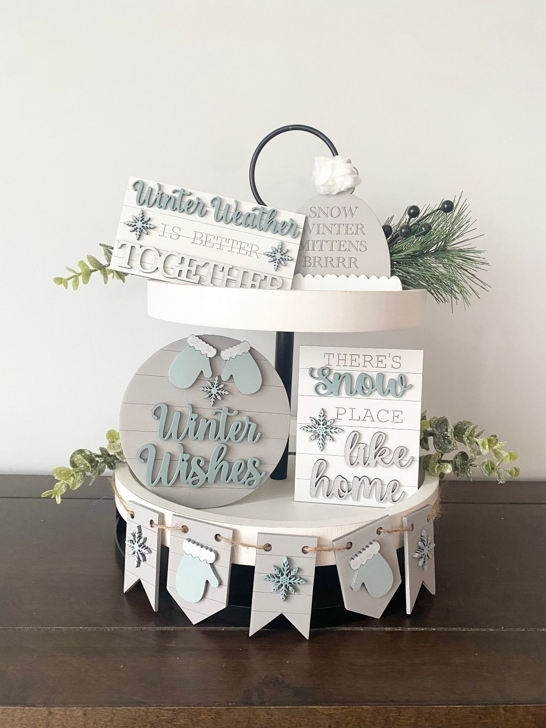 Winter Wishes Tiered Tray Decor: Holiday Farmhouse Mini Signs - Etsy