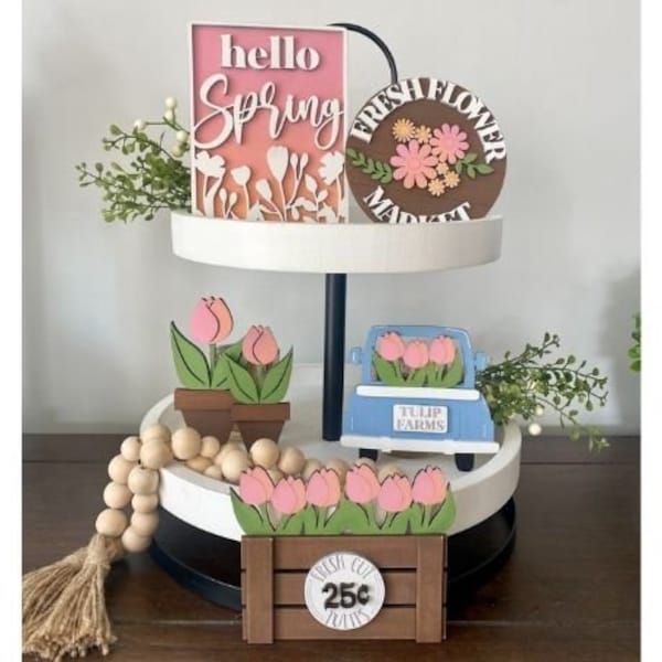 Spring Tiered Tray Decor - Etsy