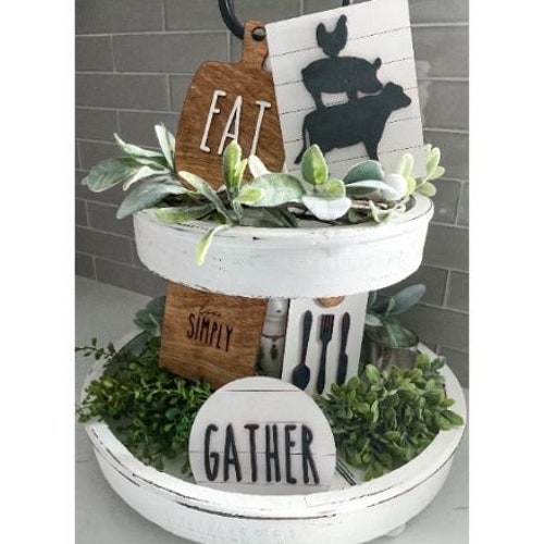 Wooden Farmhouse Tiered Tray - Etsy