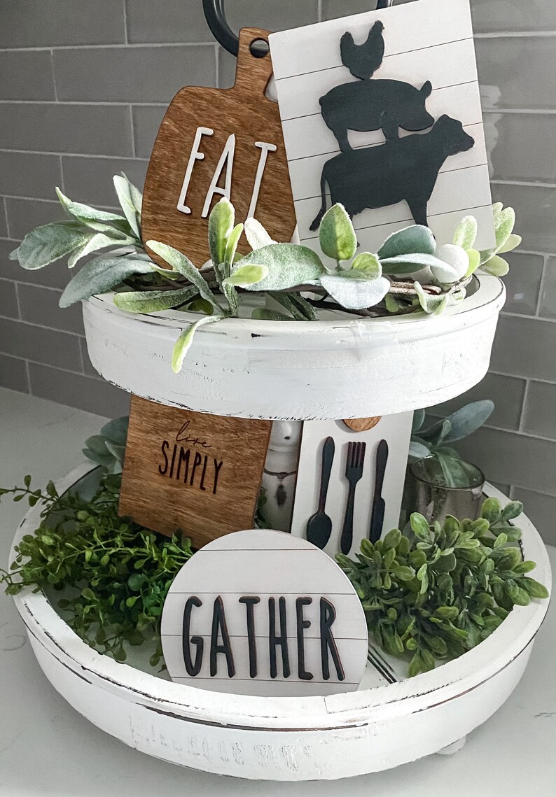 Kitchen Farmhouse Tiered Tray Decor Tiered Tray Bundle - Etsy