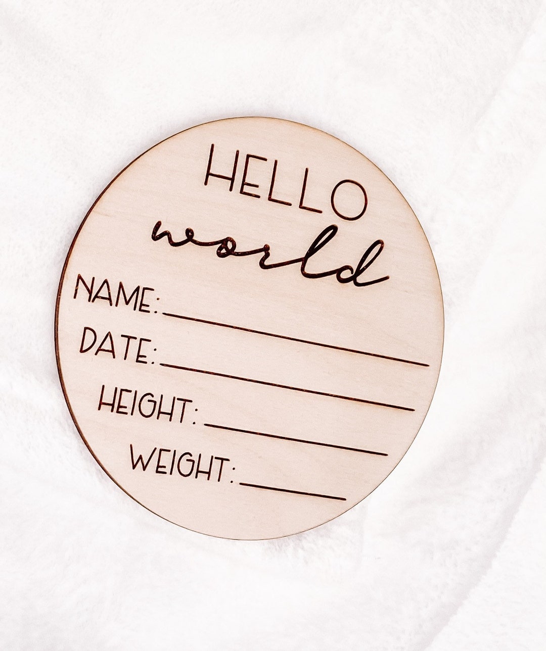 Hello World Wood Birth Announcement | Nursery | Mom to Be | Birth ...