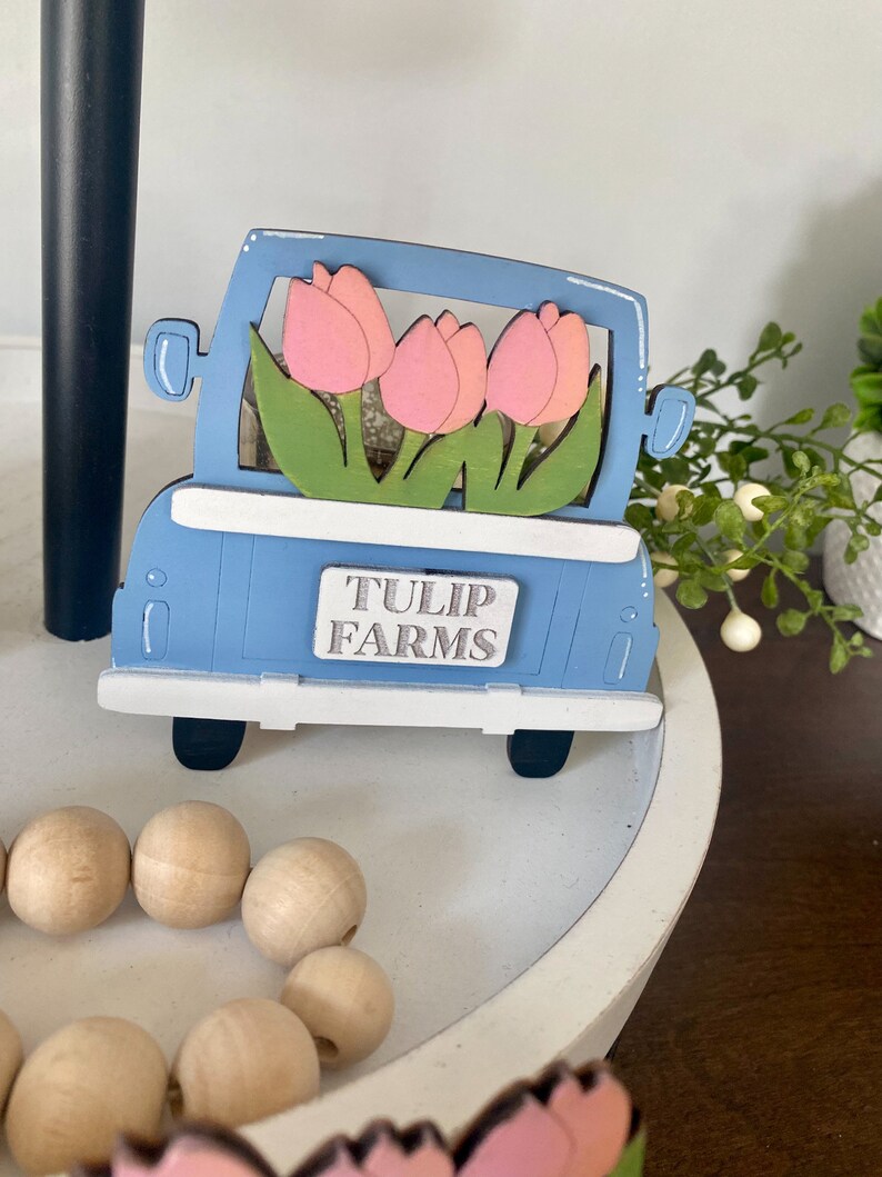 Spring Tulip Tiered Tray Decor: 3D Mini Wood Signs - Etsy