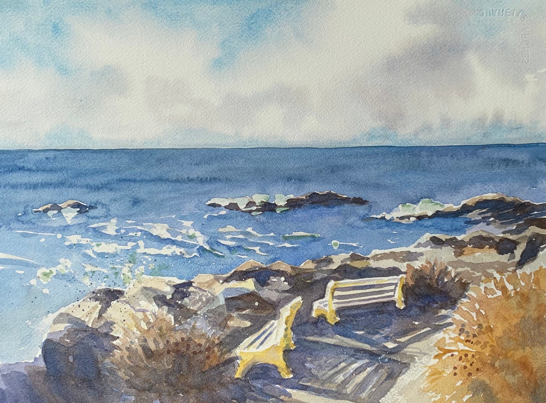 Print-benches at the Marginal Way in December (14”x11” PRINT) - Etsy