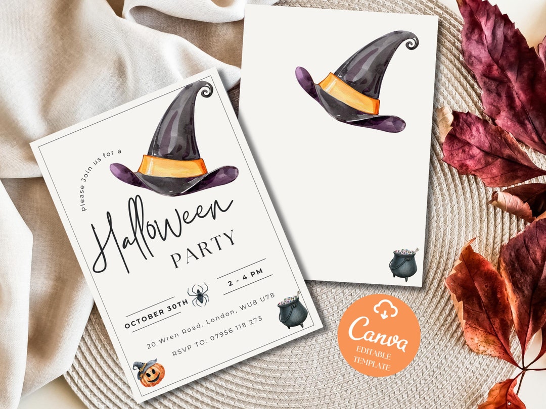 Editable Halloween Witch Invitation, Halloween Party Invitation, Spooky ...