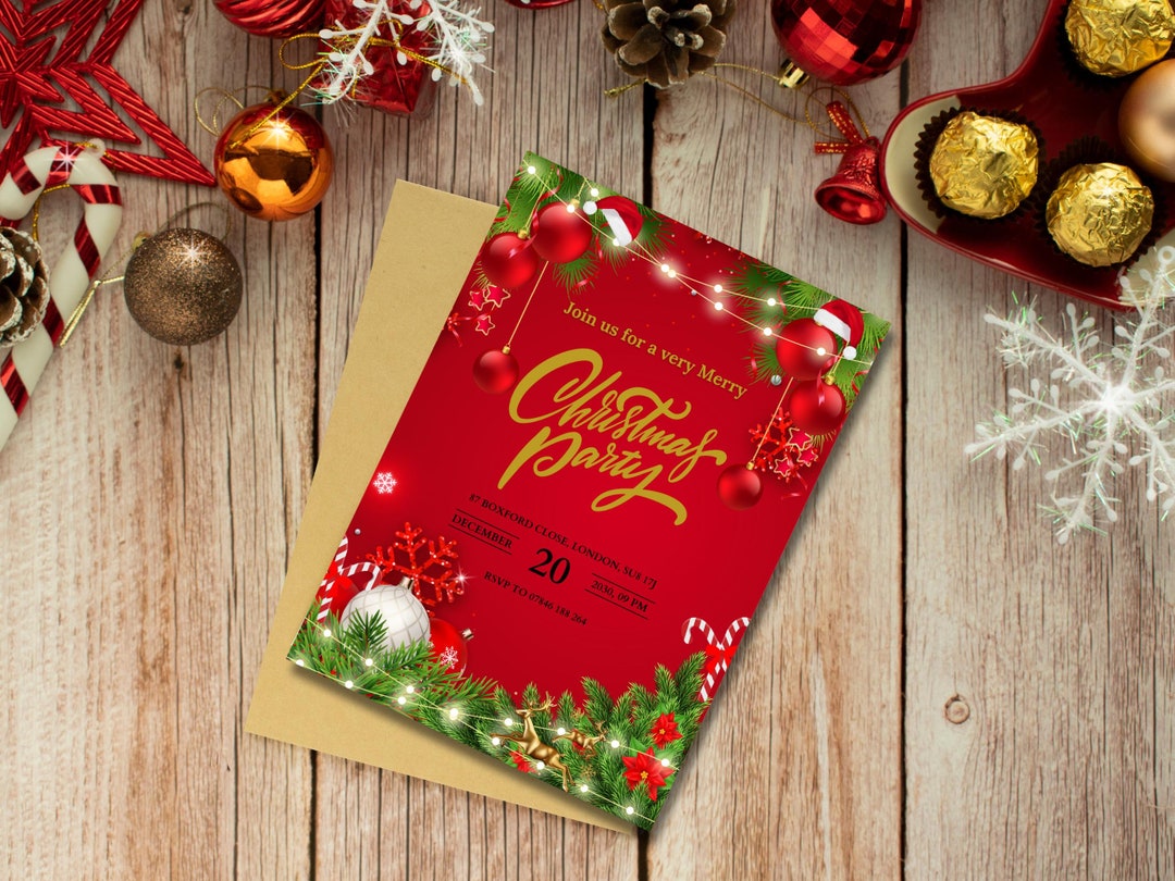 Editable Christmas Party Invitation, Very Merry Christmas Party Invite ...