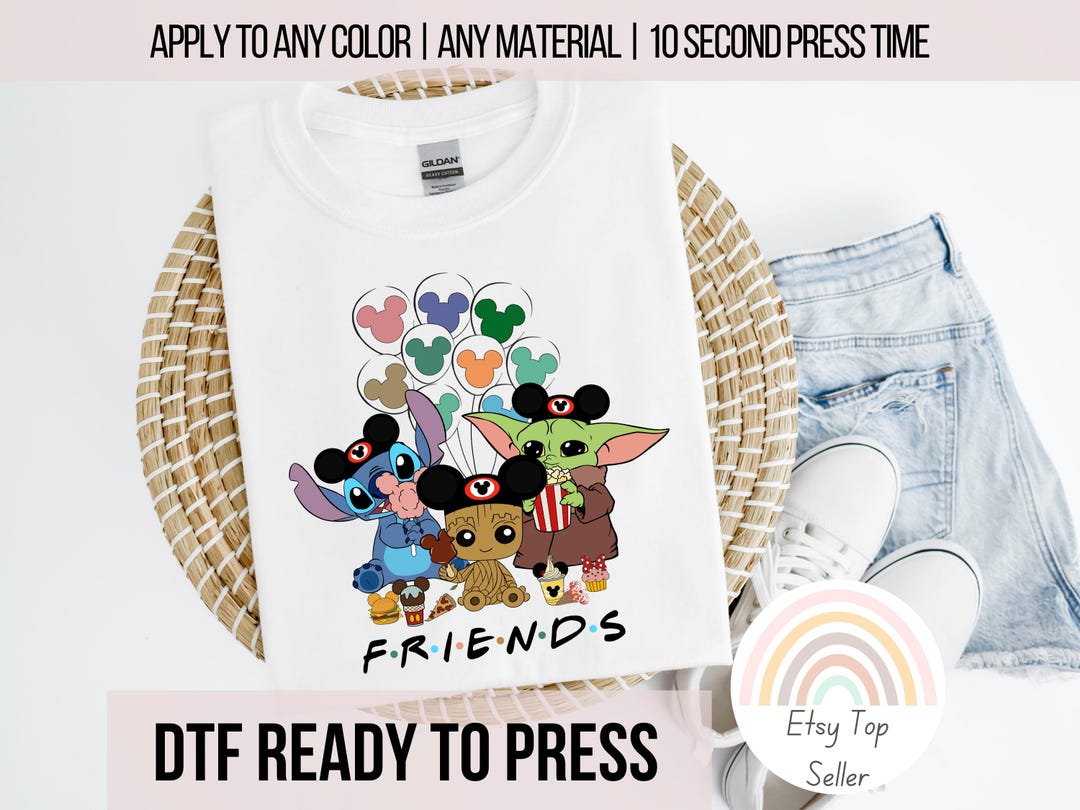 Groot Stitch Yoda Friends Disney DTF Transfers Disney Family Shirts for ...