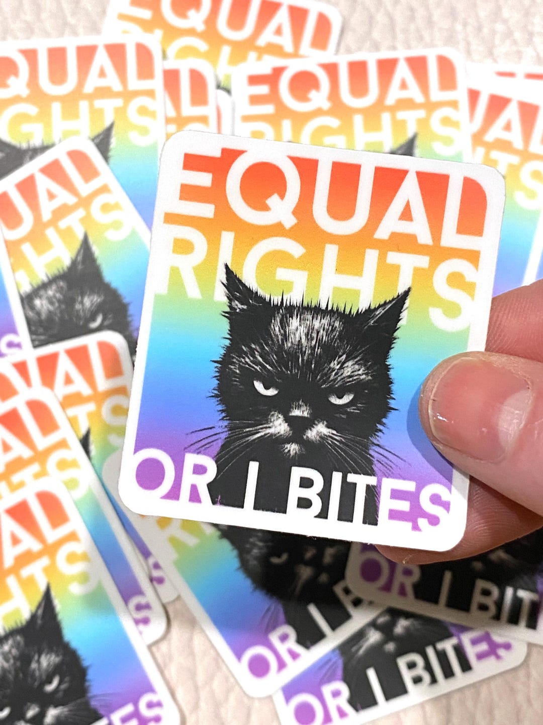 Equal Rights Sticker | LGBTQ+ Sticker | Cat Sticker | Waterproof Vinyl ...