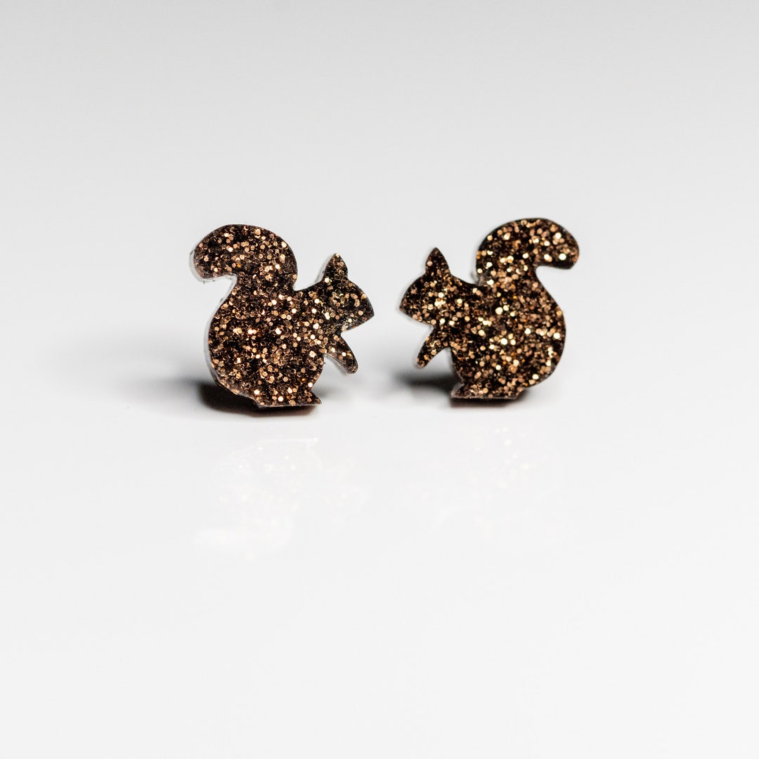 Cute Chubby Squirrel Stud Earrings, Squirrel Studs, Lightweight Squirrel Earrings - Etsy