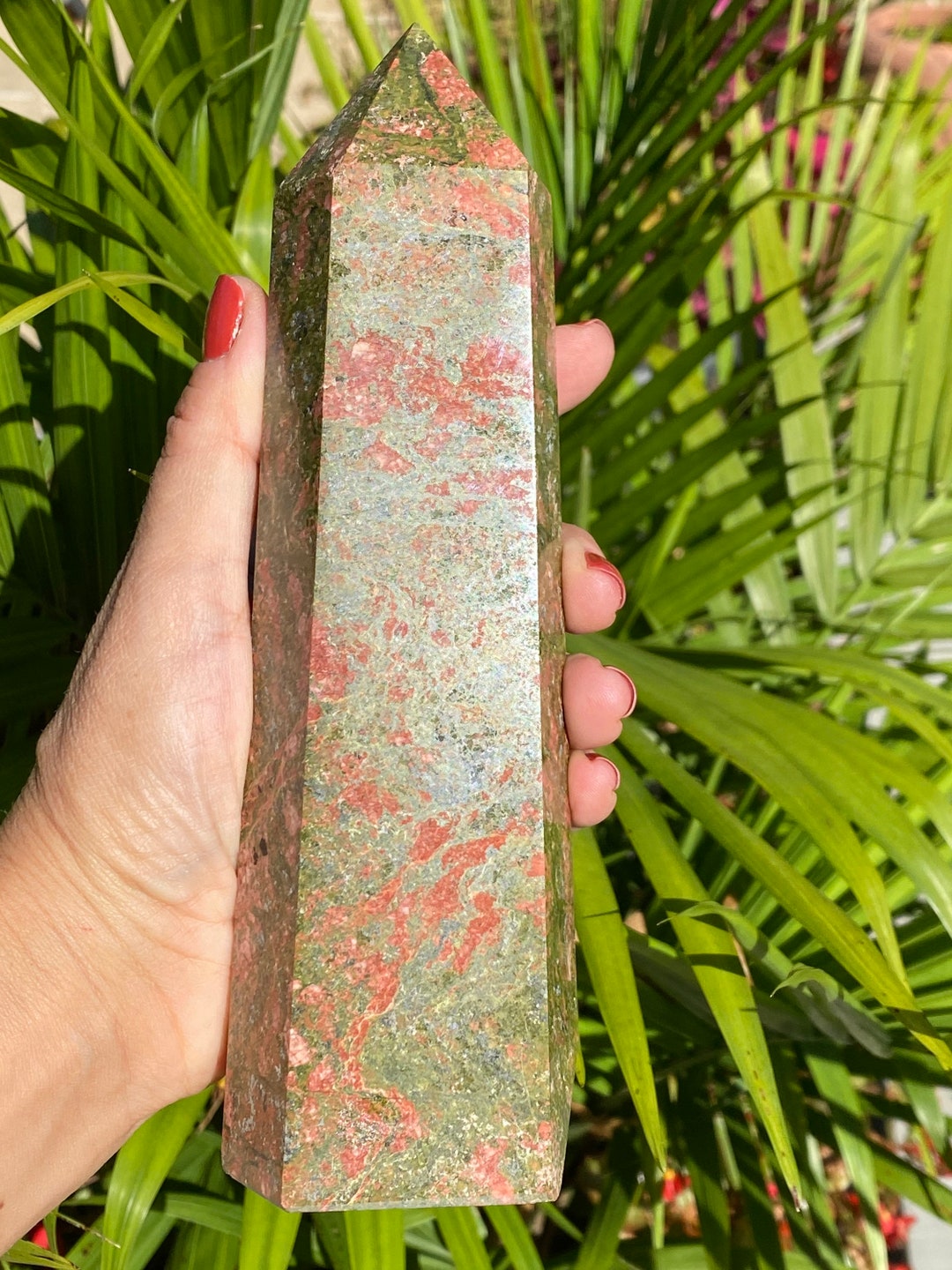 8 Inch Unakite Tower: 2.7 Lb Crystal Point - Etsy