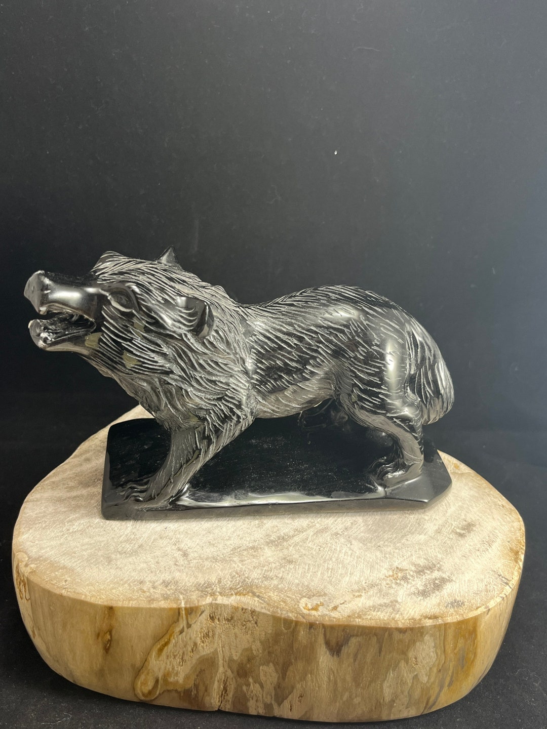 2.6 Lb Wolf Carving/spirit Animal/sheen Obsidian Wolf/e2932 - Etsy