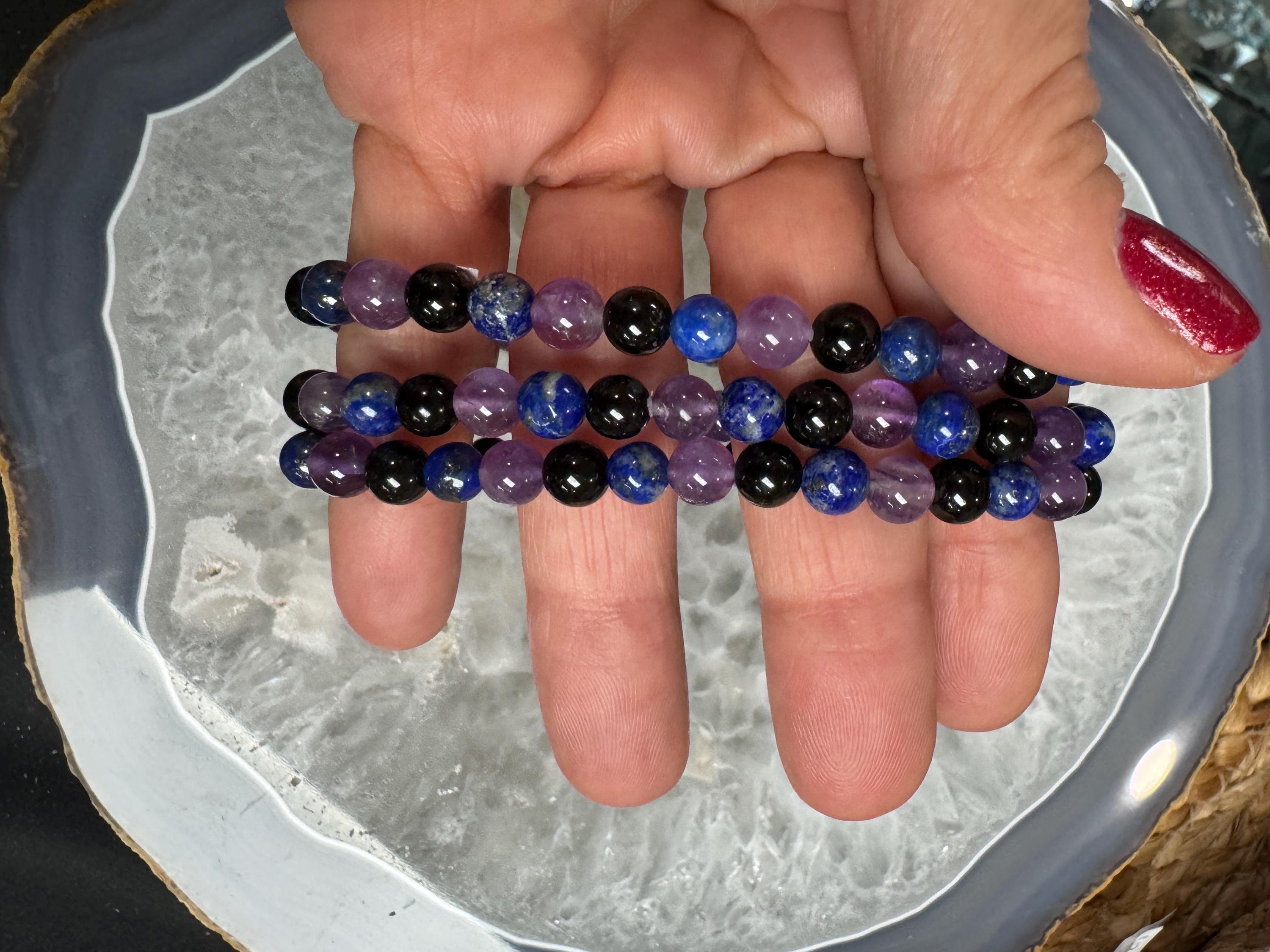 Amethyst, Lapis & Black Tourmaline -emotional Support/protection ...