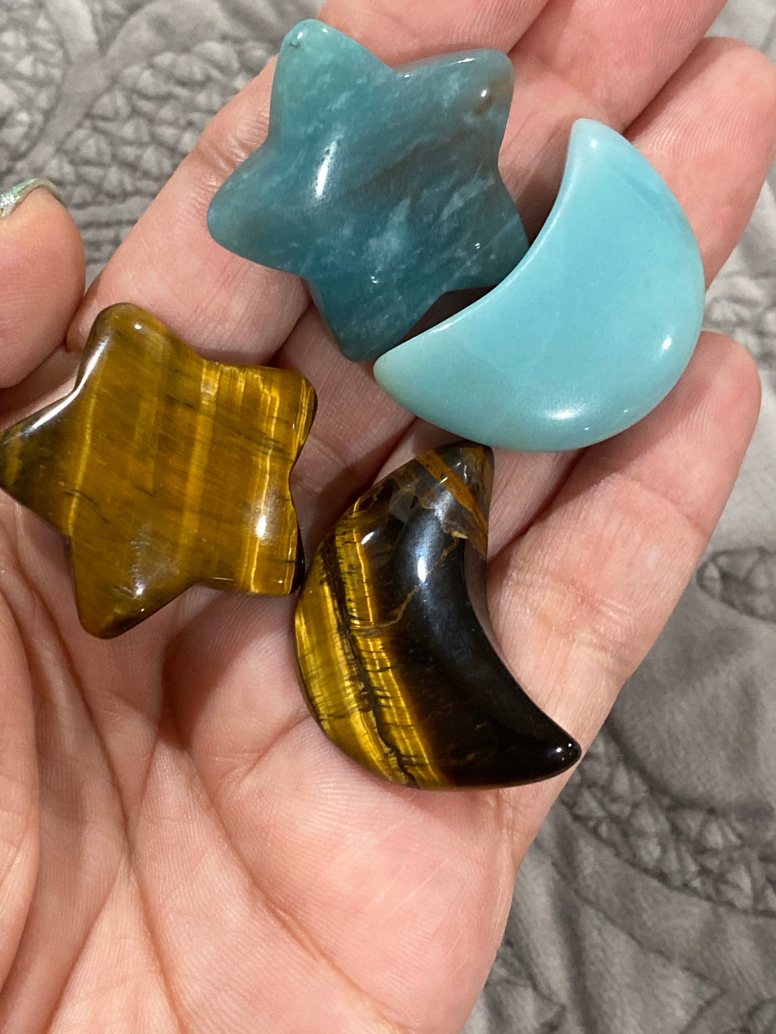 Crystal Moons & Stars/ Pocket Star/pocket Moon/amazonite/tiger | Etsy