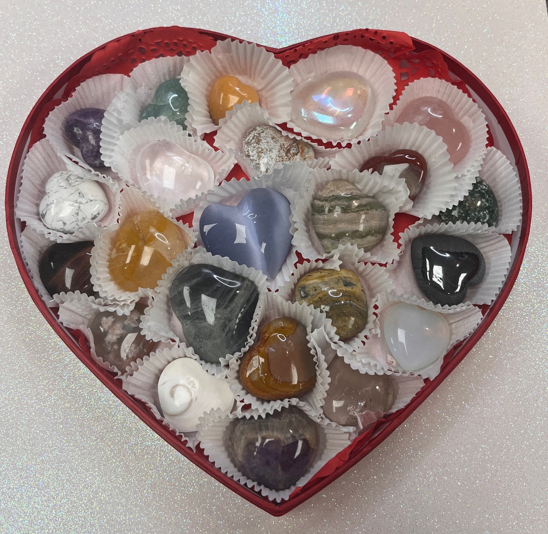 Valentine Box of Crystals/box of 23 Crystal Hearts /valentines Day Gift ...