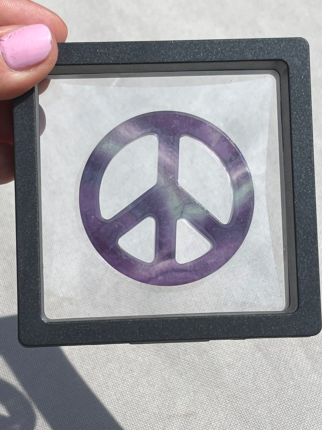 Framed Fluorite Peace Sign/standing Peace Sigm/peace/ Tie-dye/ Hippie ...