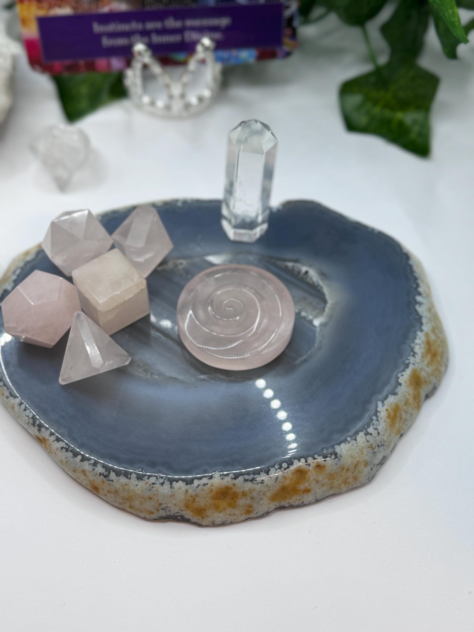Large Banded Agate Slice/platonic Solid Set/generator/agate Druzy/rose ...