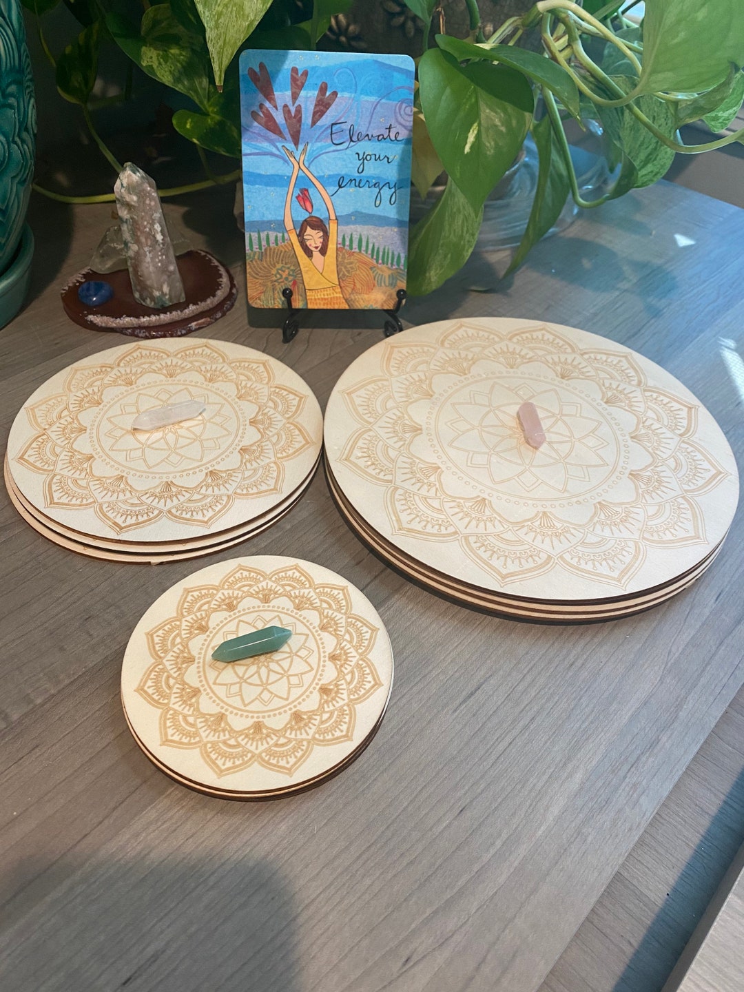 Mandala Crystal Grids/wood Grids/meditation/free Mini Crystal E3031 - Etsy