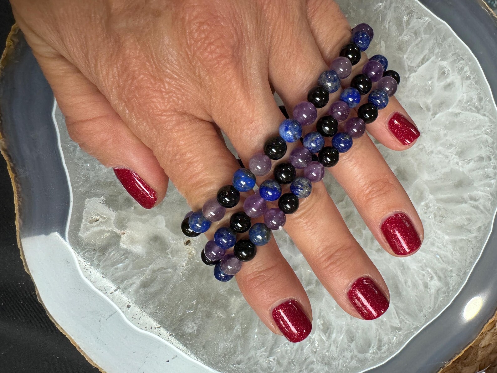 Amethyst, Lapis & Black Tourmaline -emotional Support/protection ...