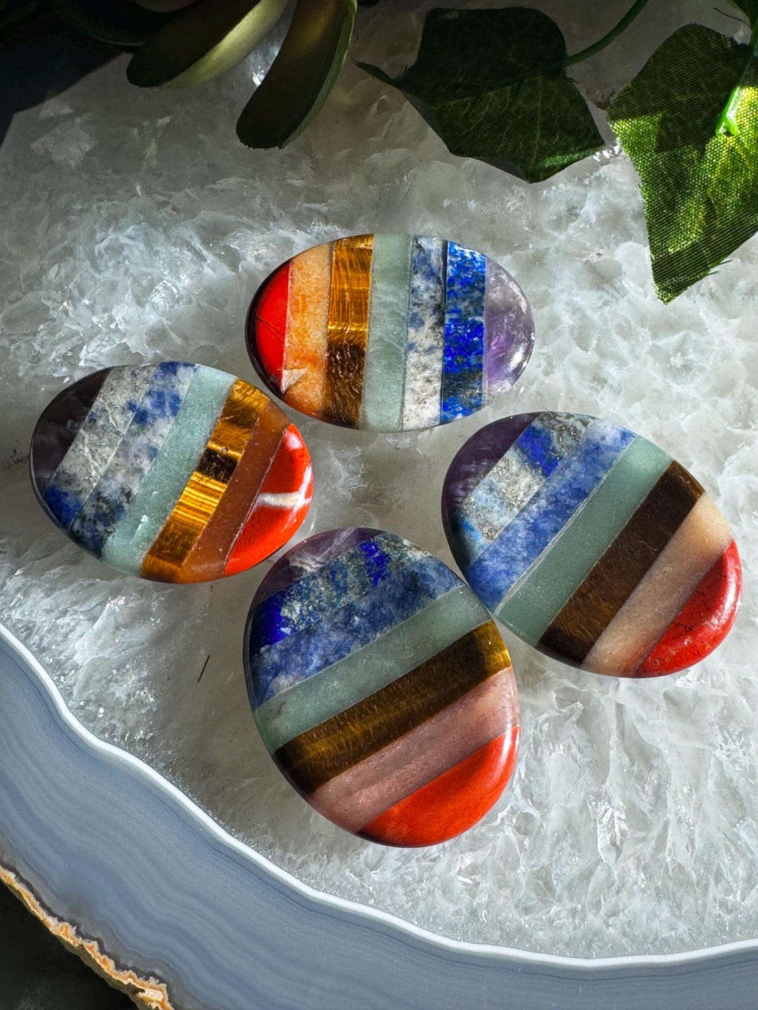 7 Chakra Bonded Worry Stone/chakra Healing for Anxiety/ Natural ...
