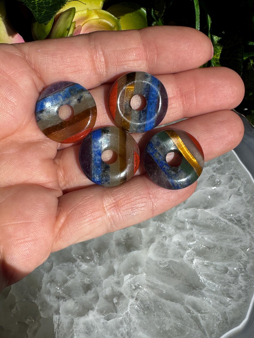 7 Chakra Donut/crystal Pendant/chakra Healing for Anxiety/ Natural ...