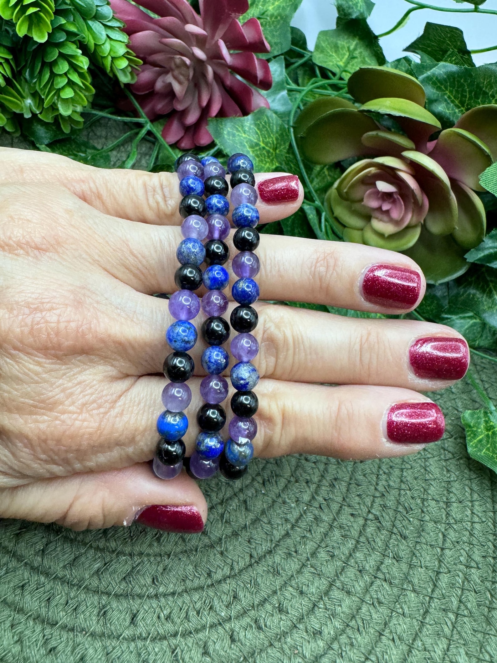 Amethyst, Lapis & Black Tourmaline -emotional Support/protection ...