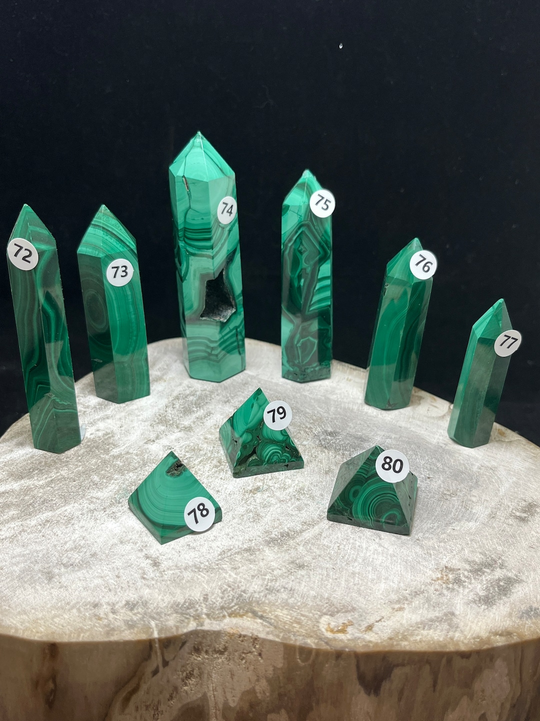 Natural Malachite Tower or Pyramid: Druzy Crystal - Etsy