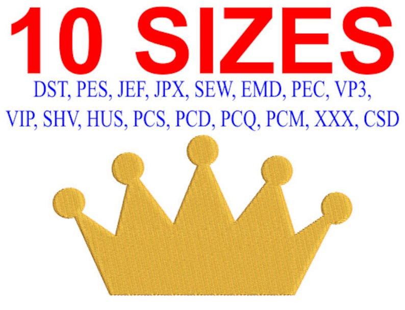 Crown Embroidery Machine File Design King Digital Download Prince Dst ...