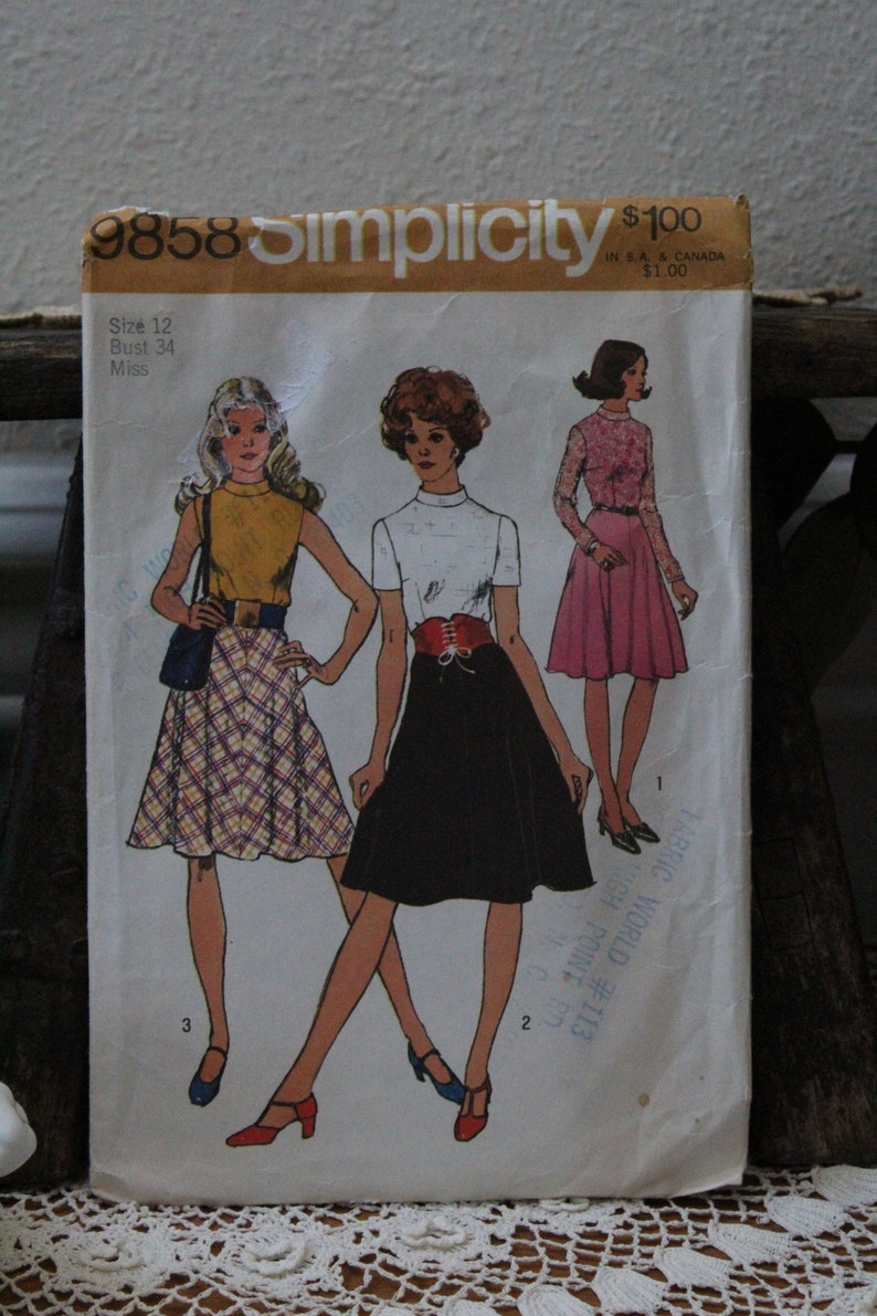 Vintage Simplicity 9858 Sewing Pattern Size 12 (1972) - Etsy
