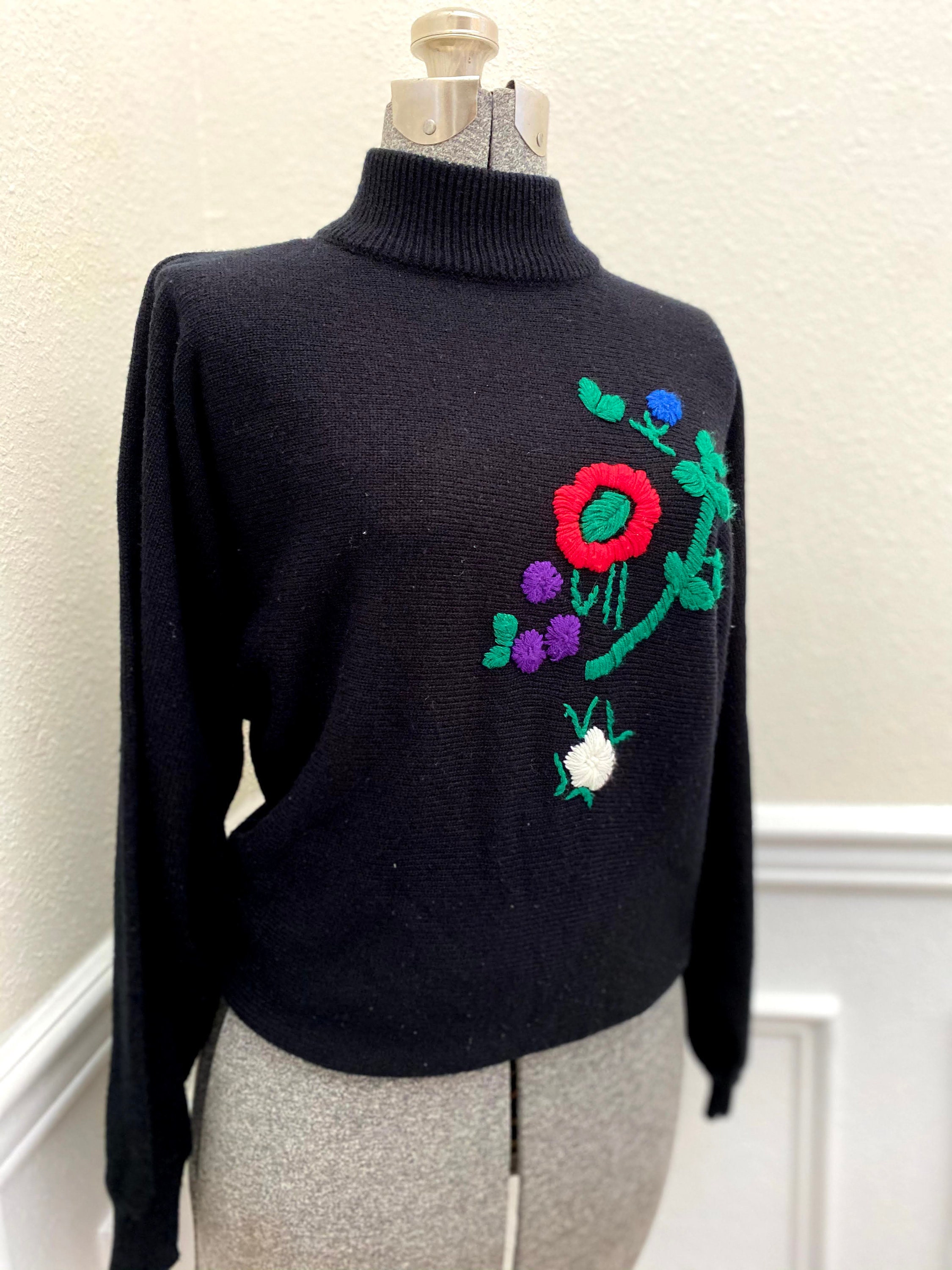 Vintage 1980s Newcomer Black Bat-wing Sweater (size 8) - Etsy