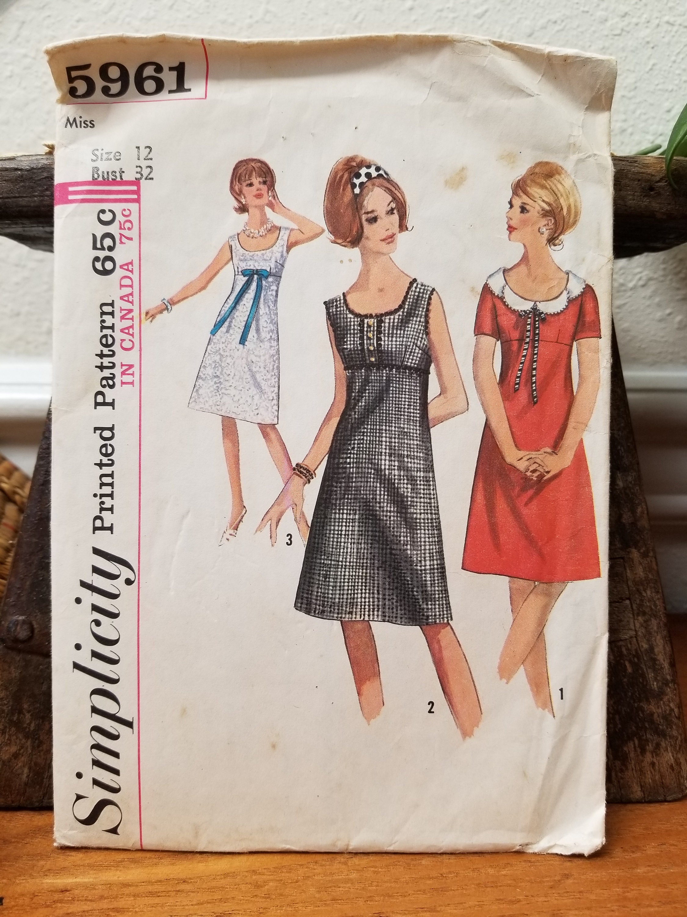Vintage Simplicity 5961 Sewing Pattern Size 12 1965 - Etsy