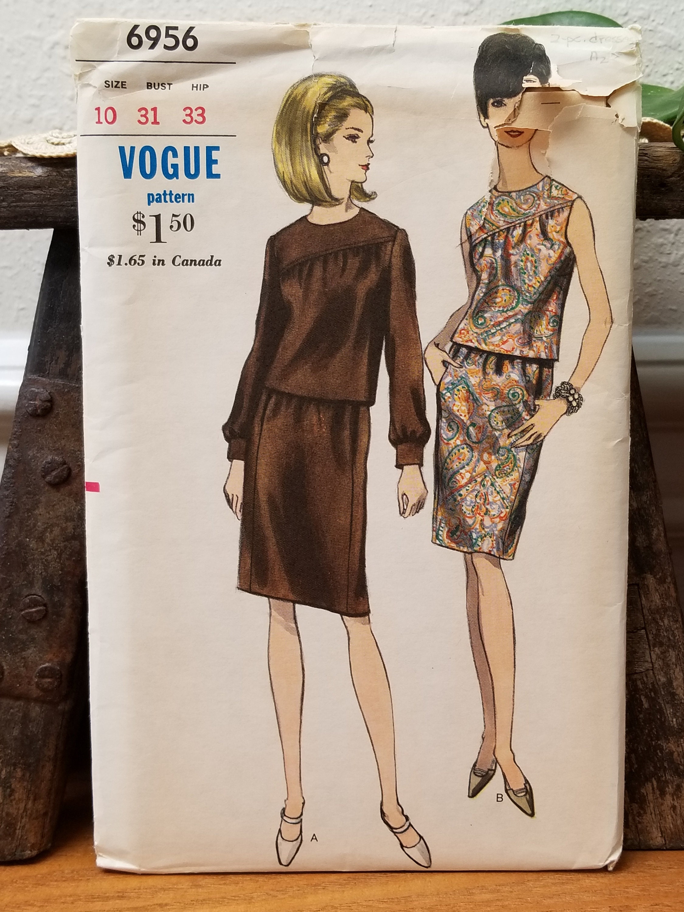 Vintage Vogue 6956 Sewing Pattern Size 10 1960s - Etsy