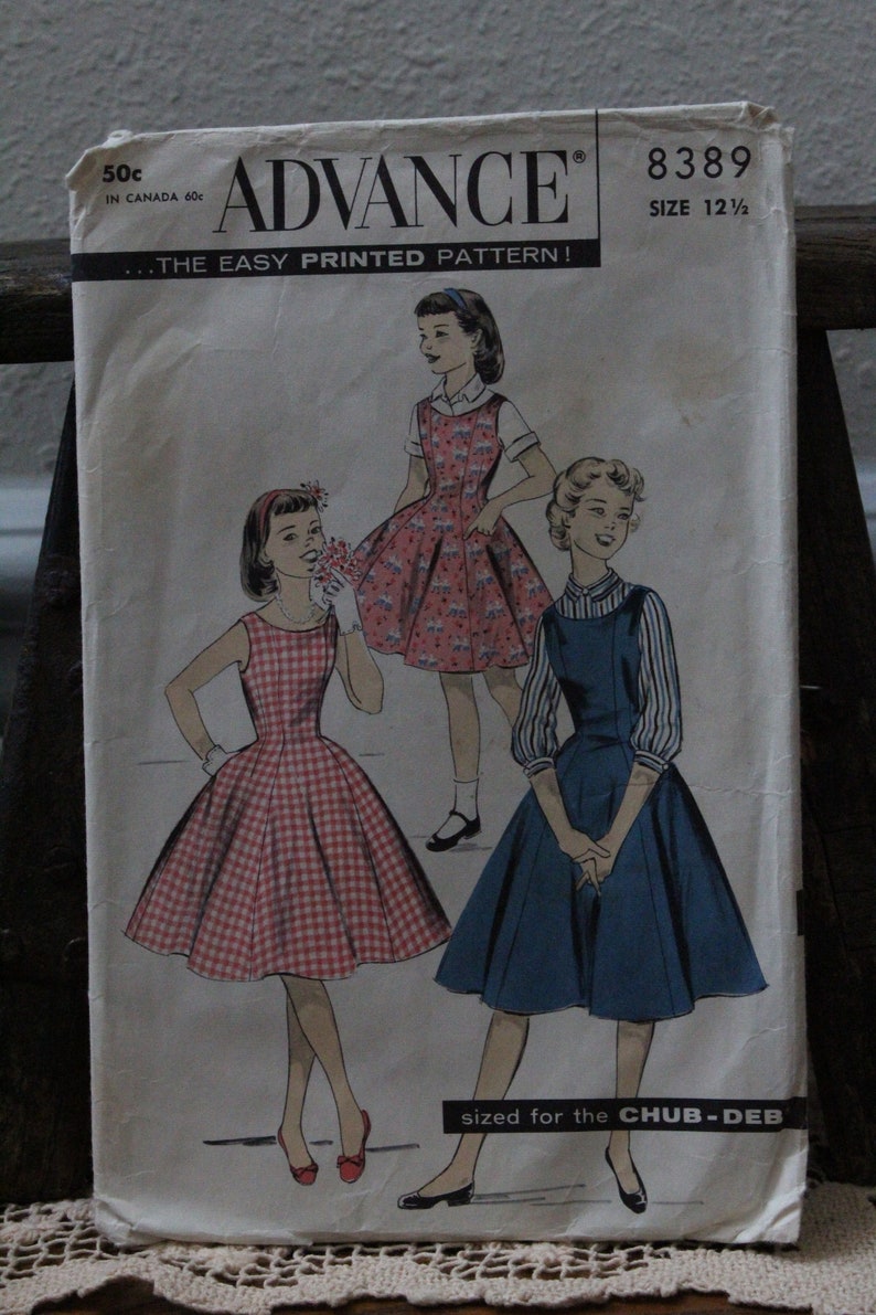 Vintage Advance Sewing Pattern 8389 Chub Deb Size 12 1/2 (1957) - Etsy